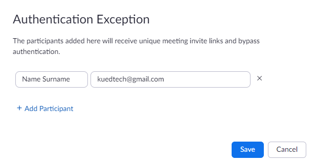 Zoom: Authentication Exception