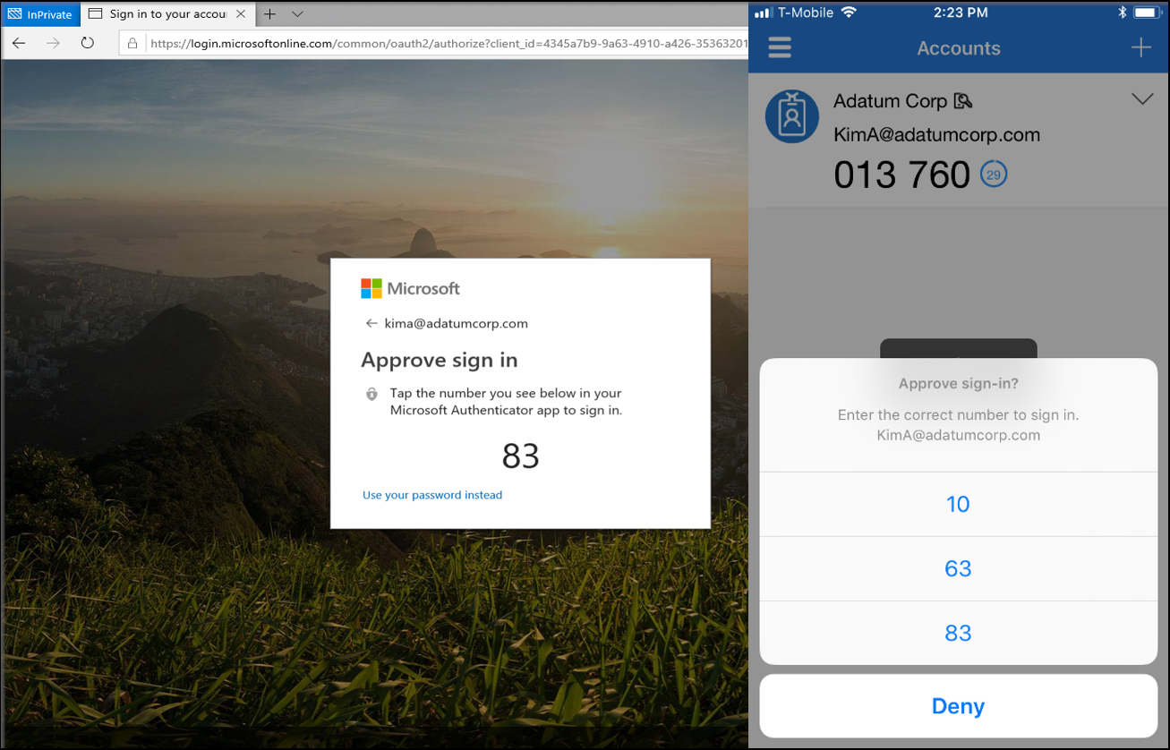 How to passwordless sign in with the Microsoft Authenticator app?