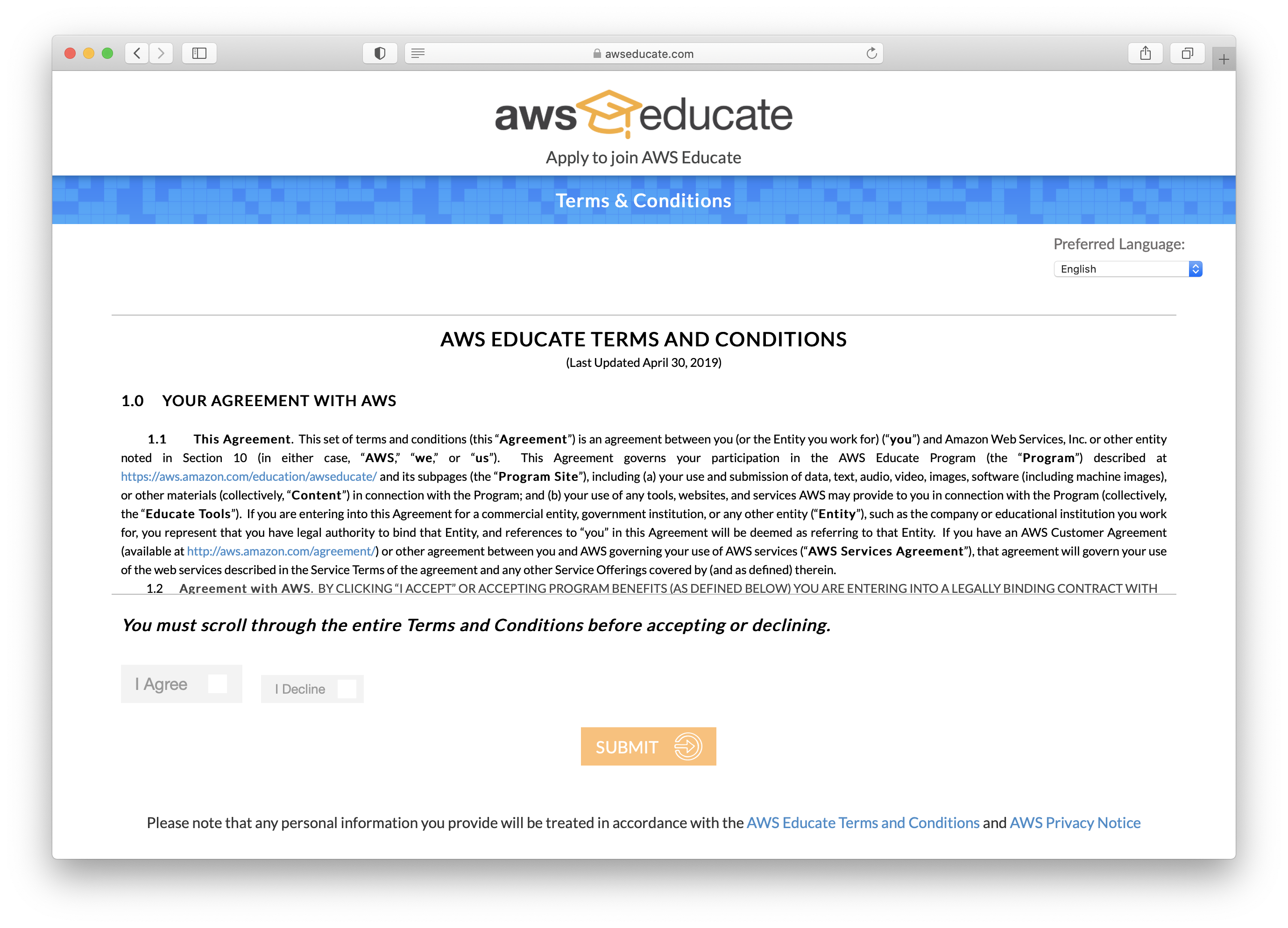 AWS Educate: How to apply AWS Educate as a KU Student