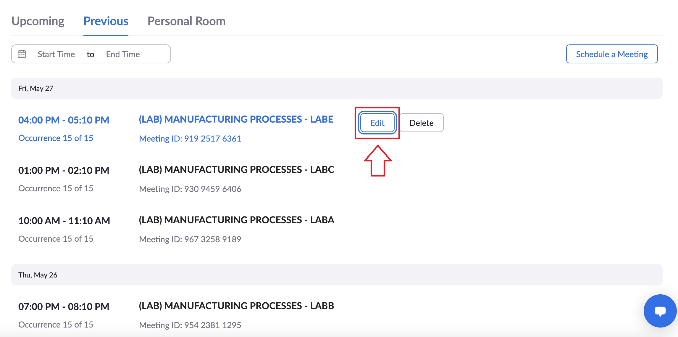 Zoom: Adding and Editing Occurrences